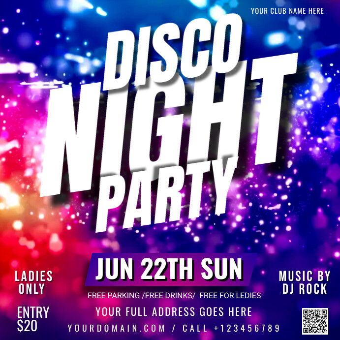 Blue Maximalist Disco Night Party Ads Instagr Template | PosterMyWall