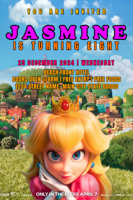 Blue Maximalist Disney Princess Birthday Poster Template | PosterMyWall