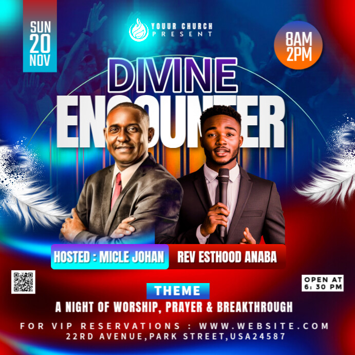 Copy of Blue Maximalist Divine Encounter Church Template Instagram Post ...