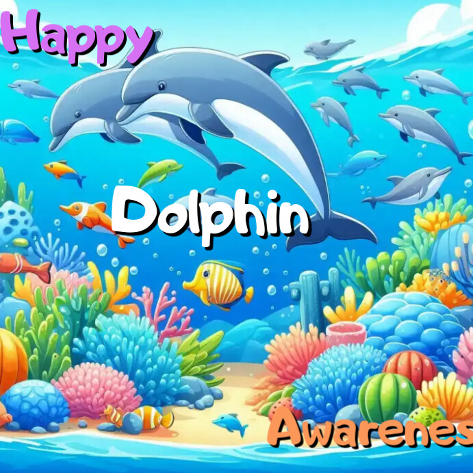 Blue Maximalist Dolphin Awareness Instagram Post Templat | PosterMyWall