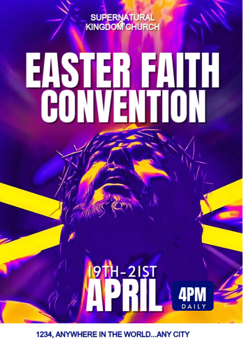 Blue Maximalist Easter Church Events A4 Template | PosterMyWall