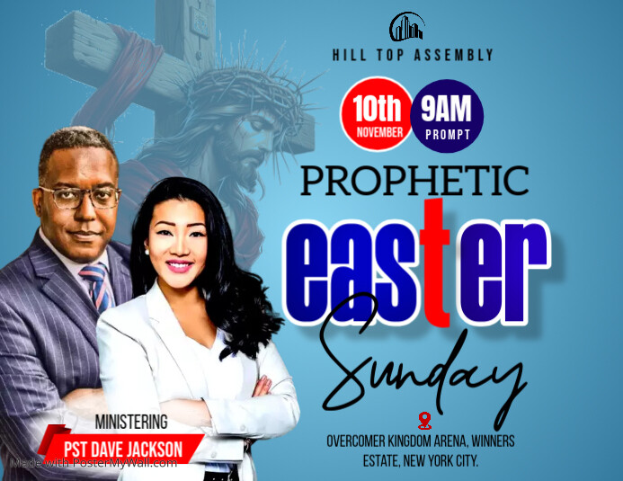 Blue Maximalist Easter Service Flyer (us Letter) Template | PosterMyWall