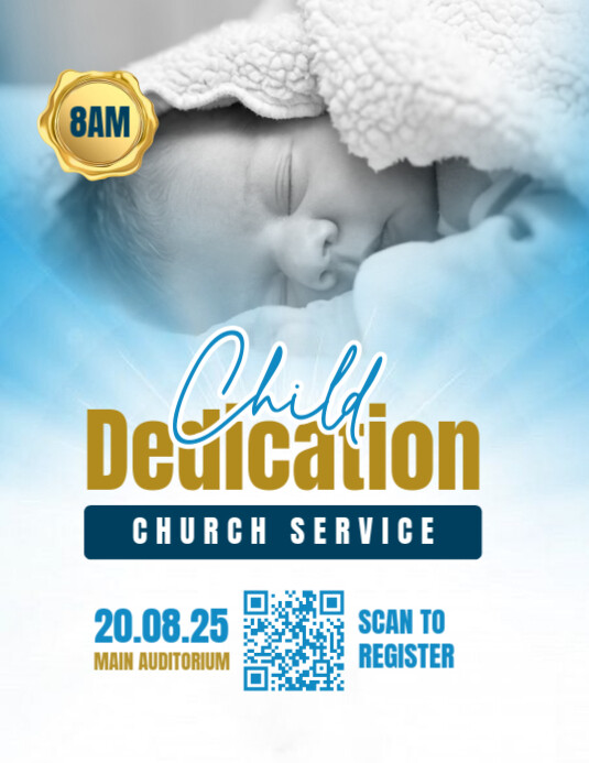 Blue Maximalist Editable Baby/child Dedication Flyer | Church Baby ...