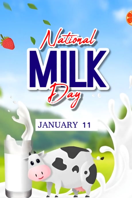 Blue Maximalist Editable National Milk Day Poster Template | PosterMyWall