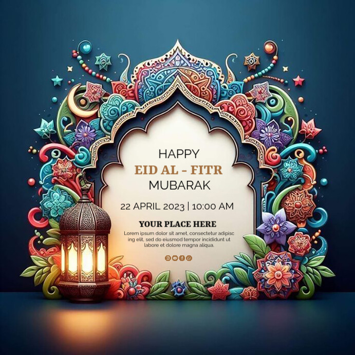 Copy of Blue Maximalist Eid Celebration Instagram Post | PosterMyWall