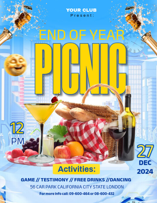 Blue Maximalist End Of Year Picnic Template Design Flyer Flyer (us ...