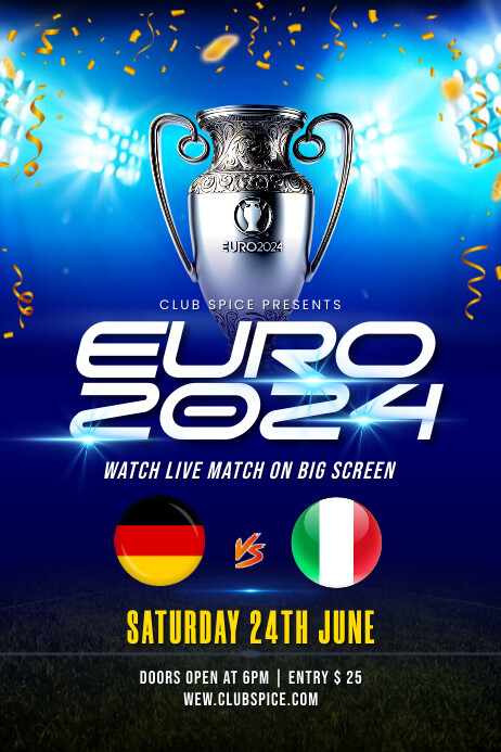 Plantilla de Blue Maximalist Euro 2024 Final Match Poster | PosterMyWall