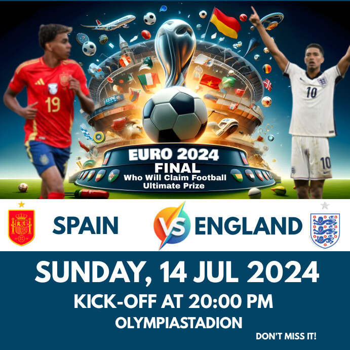Copy of Blue Maximalist Euro 2024 Final Spain Vs Engl | PosterMyWall