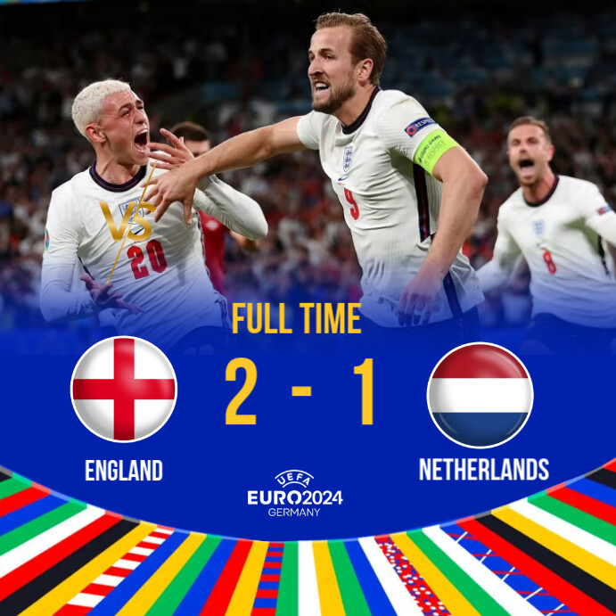 Blue Maximalist Euro 2024 Full Time Score Eng Template | PosterMyWall