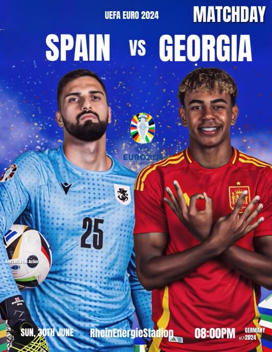 Plantilla de Blue Maximalist Euro 2024 Spain Vs Georgia F | PosterMyWall