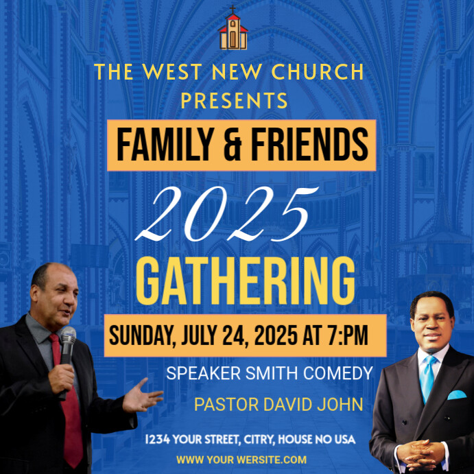 Blue Maximalist Family And Friends Day Gathe Template | PosterMyWall