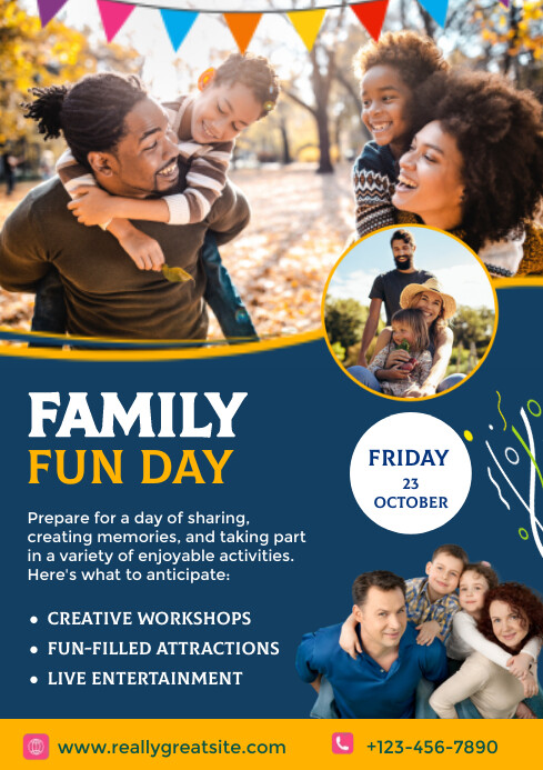 Blue Maximalist Family Fun Day Flyer Template | PosterMyWall