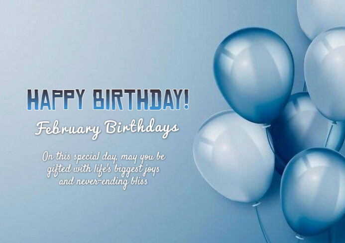 Blue Maximalist February Birthdays A4 Template | PosterMyWall