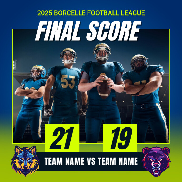 Blue Maximalist Final Score Instagram Post Template | PosterMyWall