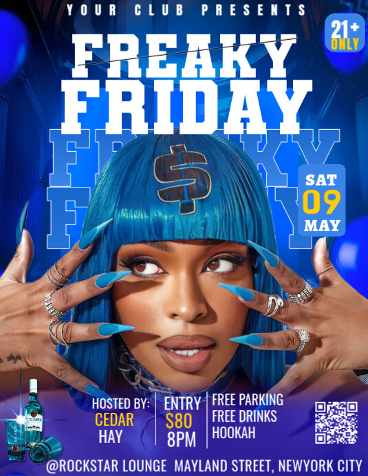 Plantilla de Blue Maximalist Freaky Friday Flyer (us Letter) | PosterMyWall