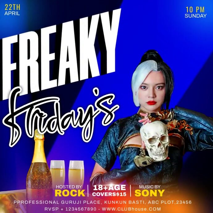 Plantilla de Blue Maximalist Freaky Friday Night Party Ins | PosterMyWall