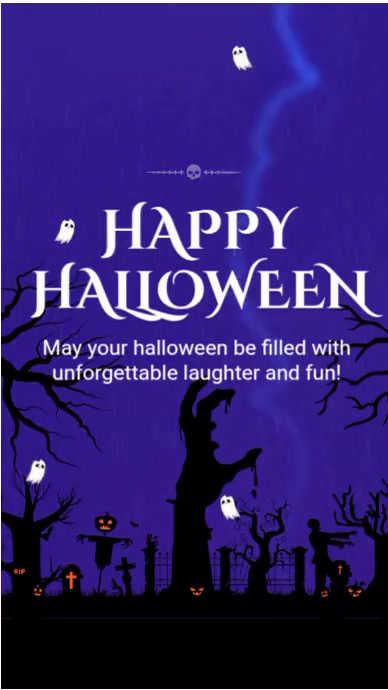 Blue Maximalist Free Halloween Video Post With Illustrated Skeletons ...