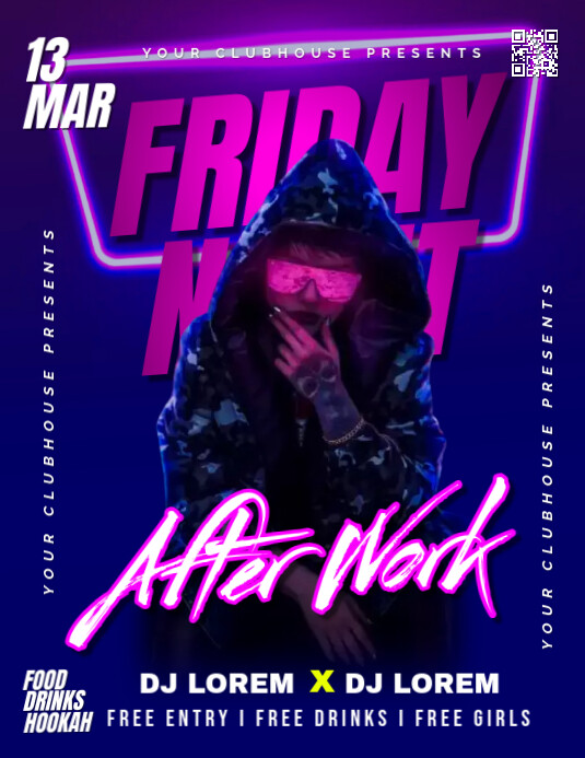 Blue Maximalist Friday Night Flyer (us Letter) Template | PosterMyWall