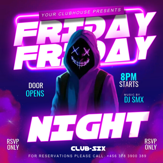 Blue Maximalist Friday Night Instagram Post Template | PosterMyWall