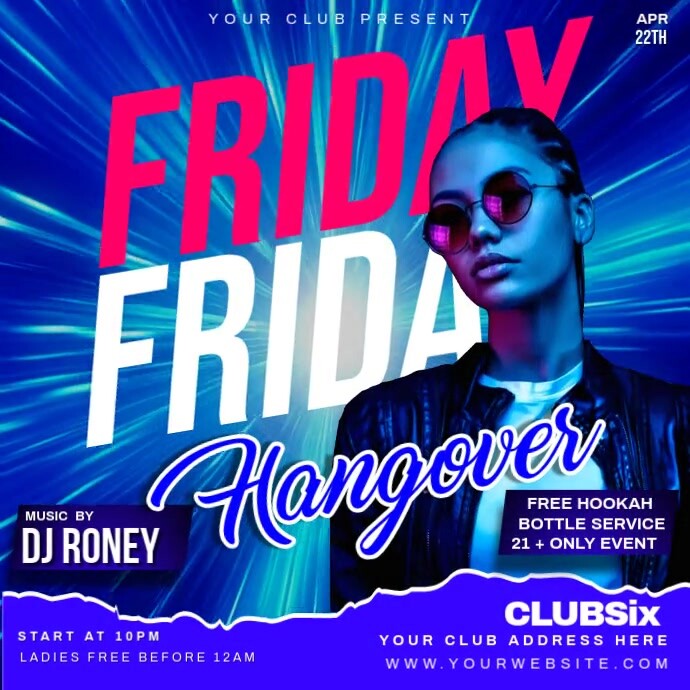 Blue Maximalist Friday Night Partty Instagram Post Template | PosterMyWall