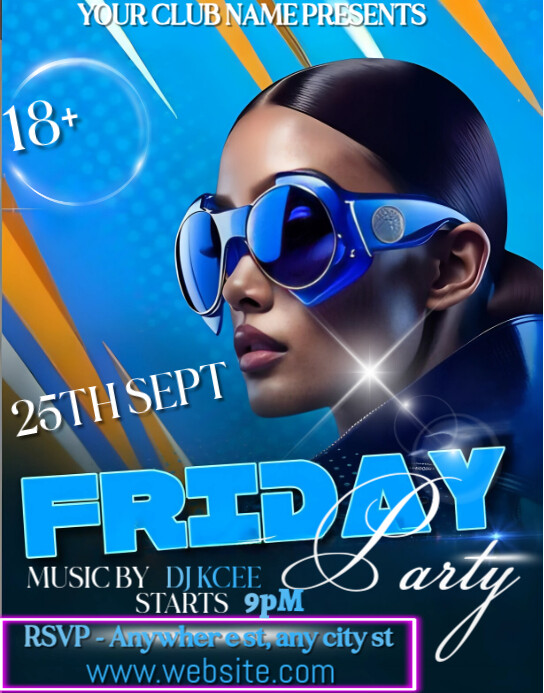 Blue Maximalist Friday Night Party Poster/wal Template | PosterMyWall