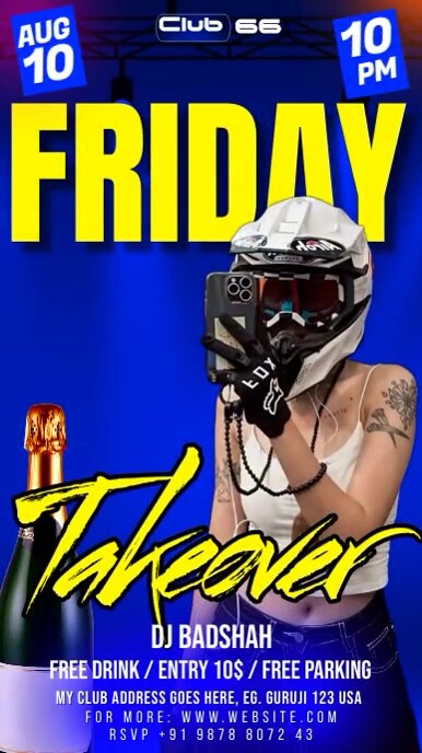 Blue Maximalist Friday Takeover Party Ads In Template | PosterMyWall