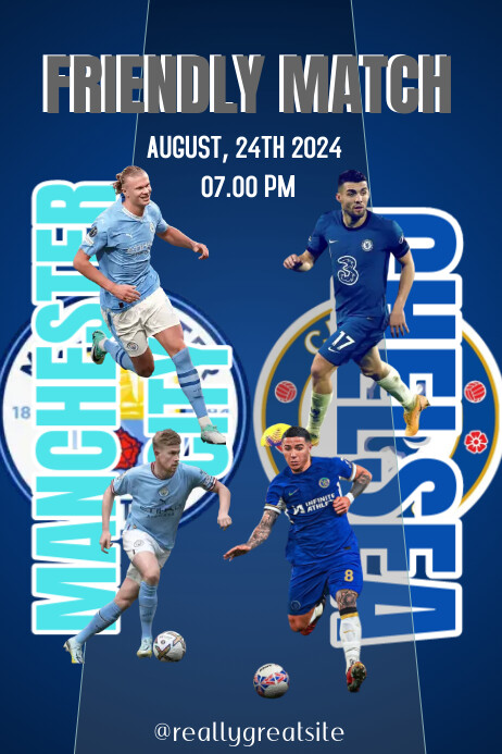 Copy of Blue Maximalist Friendly Match Soccer Poster | PosterMyWall