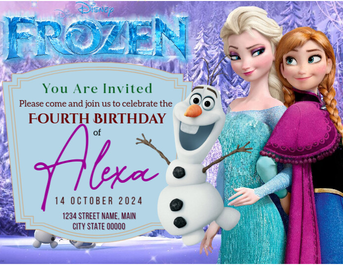 Blue Maximalist Frozen Birthday Flyer (us Letter) Template | PosterMyWall