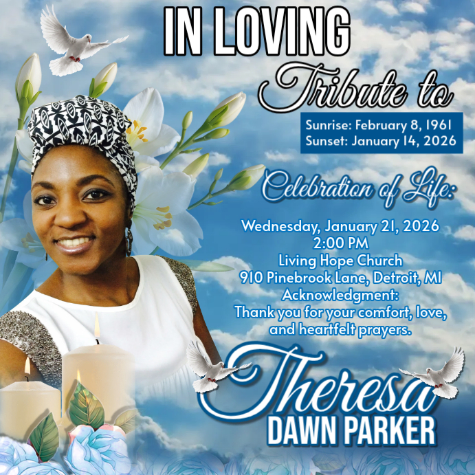 Blue Maximalist Funeral Memorial Announcement Flyer Instagram Post ...