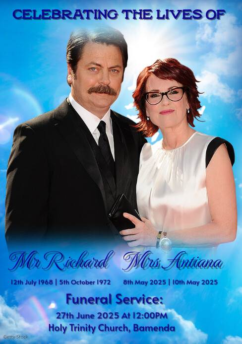 Blue Maximalist Funeral Services Flyer A5 Template | PosterMyWall