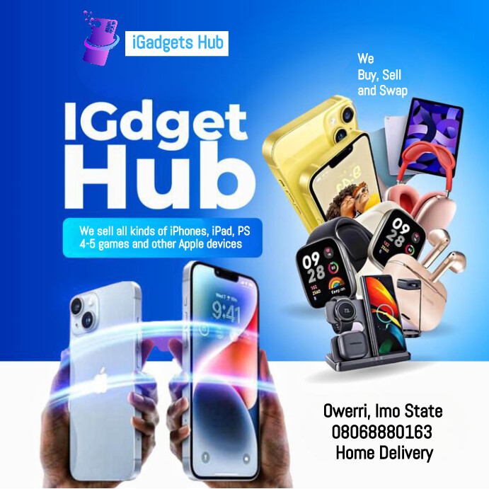 Blue Maximalist Gadges Instagram Post Template | PosterMyWall