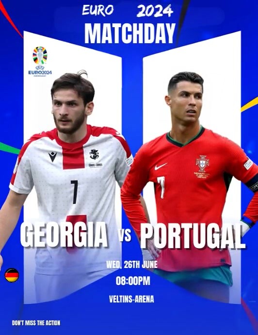 Blue Maximalist Georgia Vs Portugal Flyer (u Template | PosterMyWall