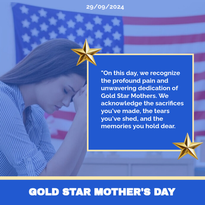 Blue Maximalist Gold Star Mothers Day Instagram Post Template ...