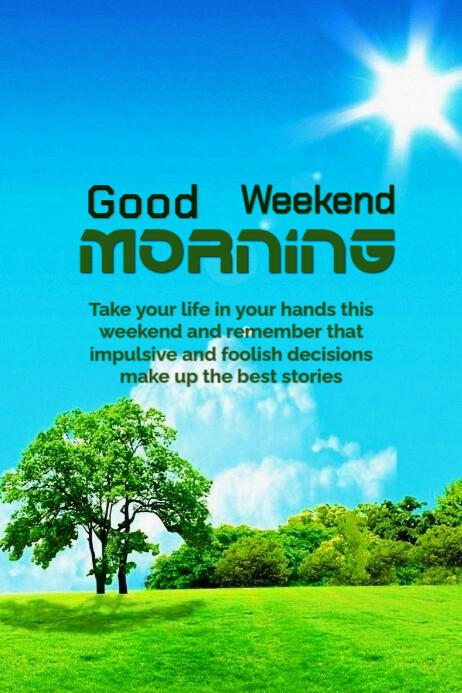 Blue Maximalist Good Morning Weekend Banner 4' × 6' Template | PosterMyWall