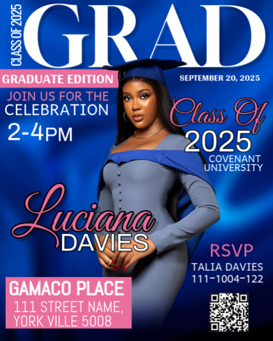 Blue Maximalist Graduation Ads Instagram Portrait Template | PosterMyWall