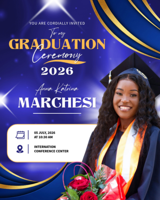 Blue Maximalist Graduation Ceremony Invitation Instagram Portrait ...