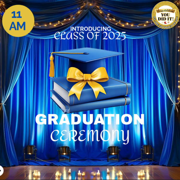 Blue Maximalist Graduation Ceremony Logo Template | PosterMyWall