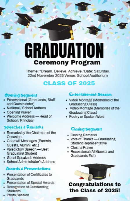 Copy of Blue Maximalist Graduation Program Template Design Tabloid ...