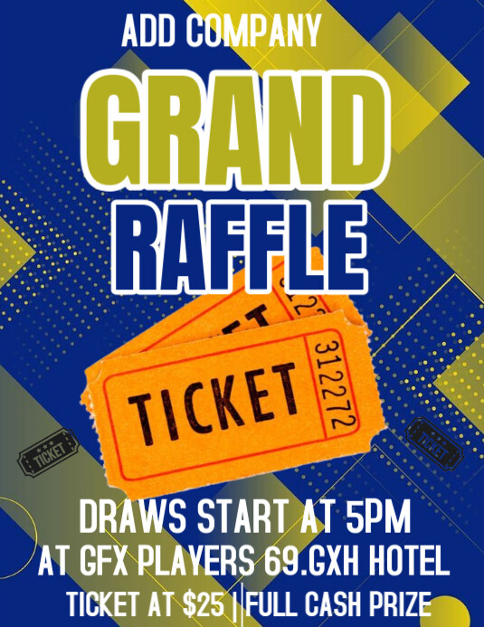 Blue Maximalist Grand Raffle Ticket Poster Flyer (us Letter) Template ...