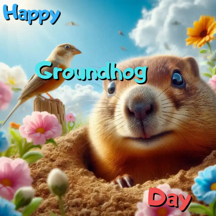 Copy of Blue Maximalist Groundhog Day Instagram Post | PosterMyWall