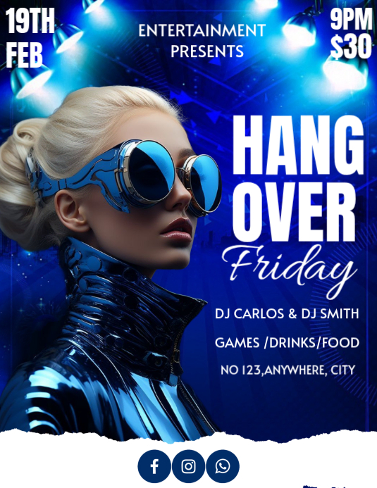 Blue Maximalist Hangover Party Flyer (us Letter) Template | PosterMyWall
