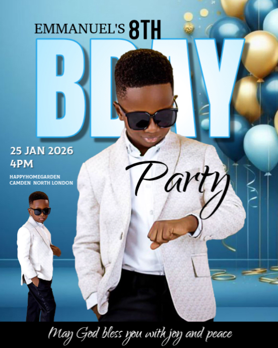 Blue Maximalist Happy 8th Birthday, Instagram Portrait Template ...