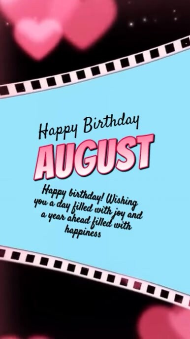 Blue Maximalist Happy August Birthdays Whatsapp Status Template ...