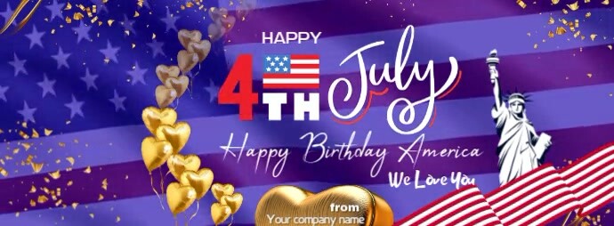 Blue Maximalist Happy Birthday America July 4th Facebook Cover Photo ...