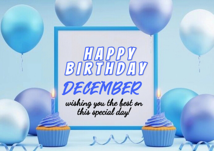Copy of Blue Maximalist Happy Birthday December A4 | PosterMyWall