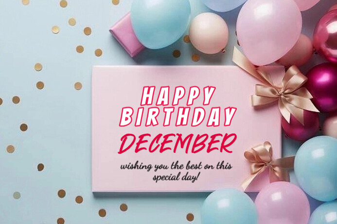 Blue Maximalist Happy Birthday December Banner 4' × 6' Template ...