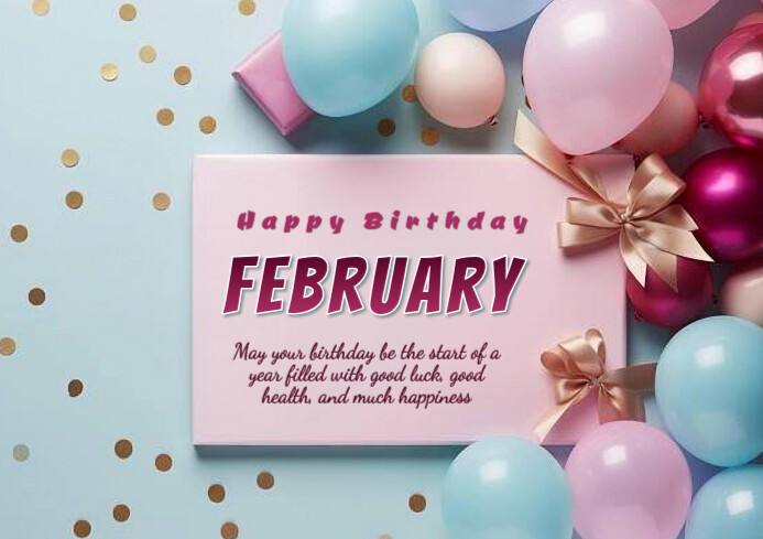 Copy of Blue Maximalist Happy Birthday February A4 | PosterMyWall