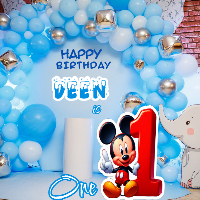 Blue Maximalist Happy Birthday - First Birthday Instagram Post Template ...