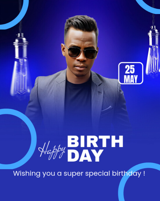 Blue Maximalist Happy Birthday Instagram Portrait Template | PosterMyWall