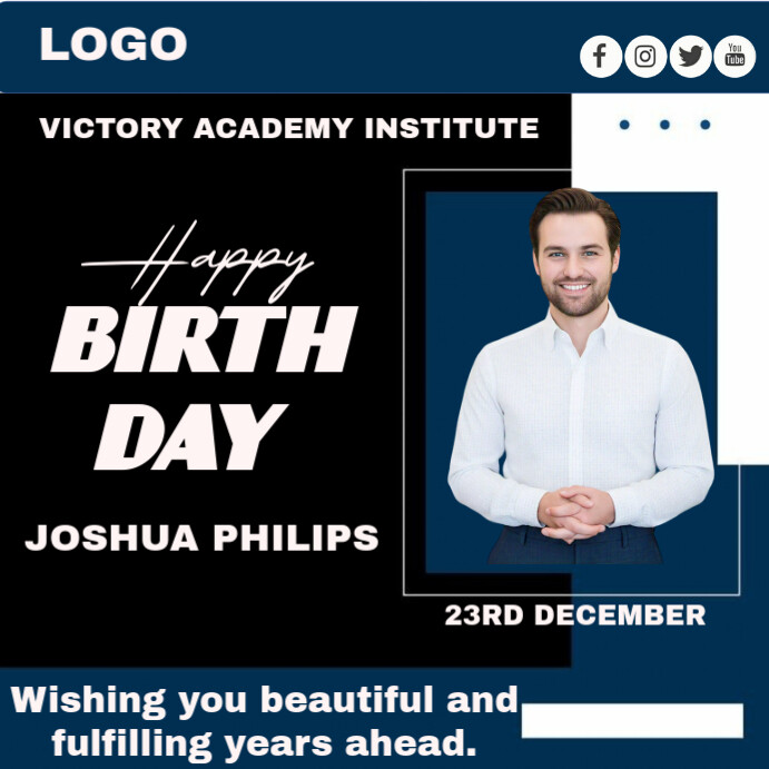 Blue Maximalist Happy Birthday Instagram Post Template | PosterMyWall